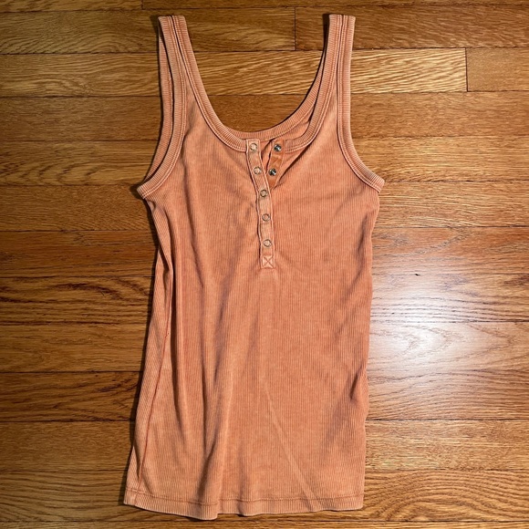 Tops | Orange Ribbed Tank | Poshmark